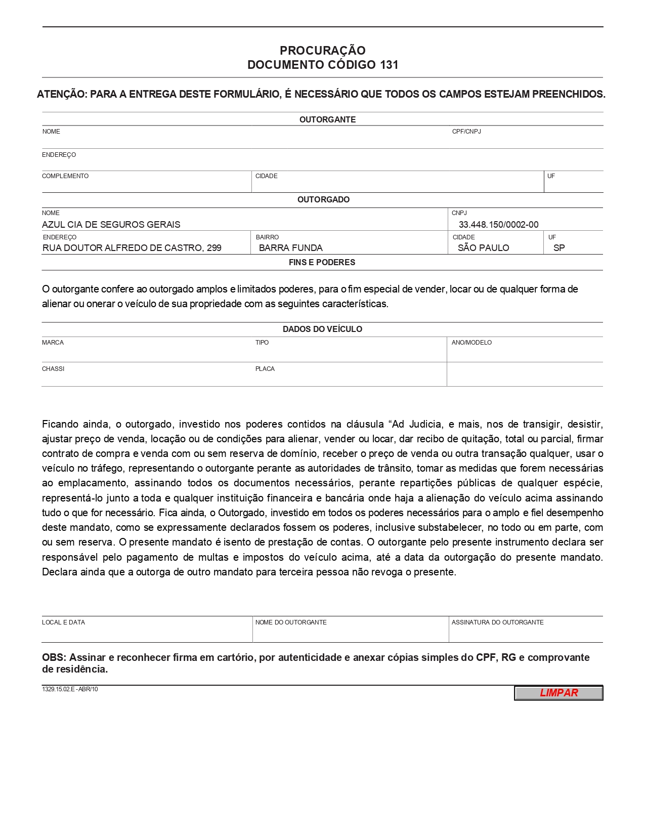 Modelo De Procuraçao De Veiculo - BRAINCP Modelo De Procuraçao De Veiculo - BRAINCP
